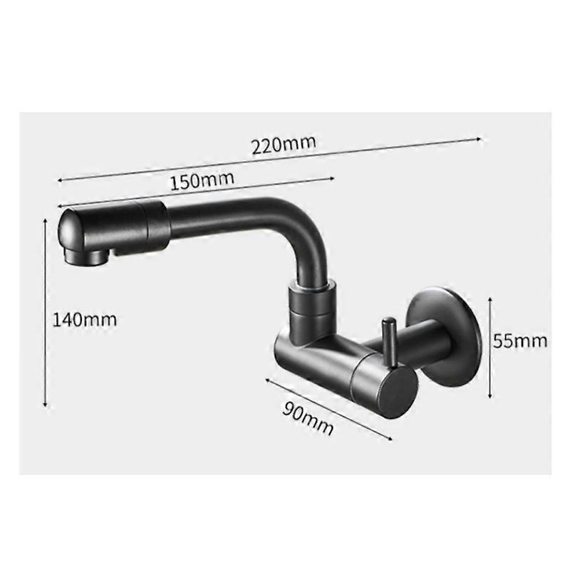Rotating Black Single Cold Water Mixer Solid Brass Kitchen Sink Basin ...