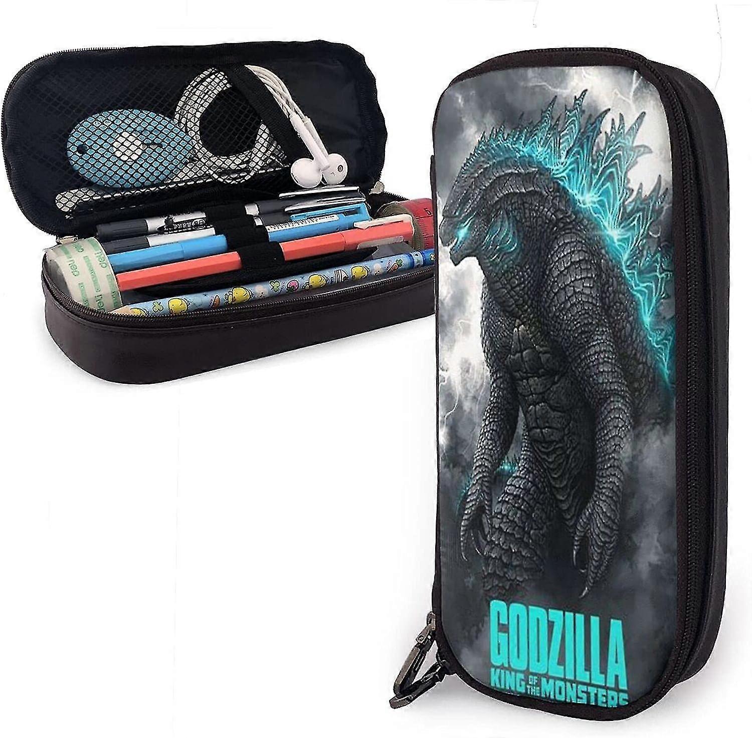 Godzilla 1 Leather Pencil Case Big Capacity with Zipper Large Storage ...