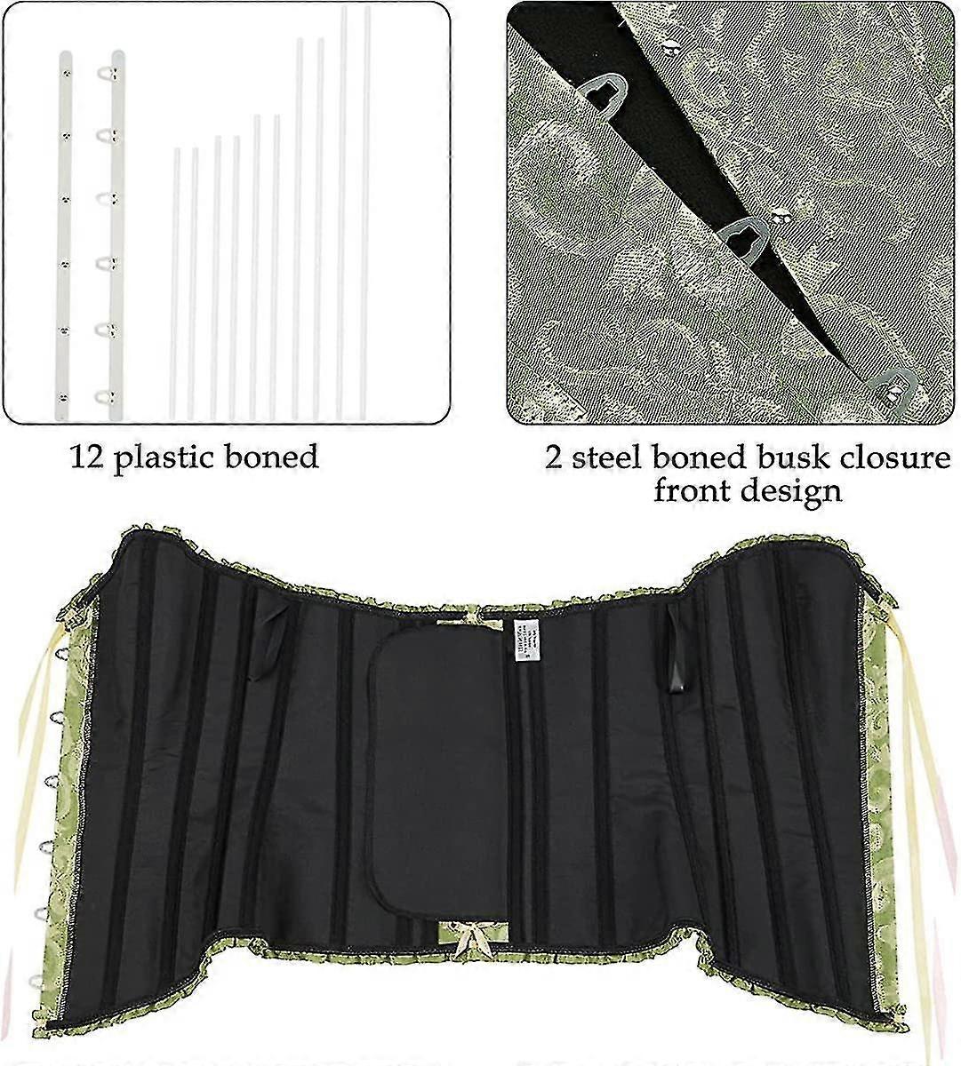 Szivyshi Women's Overbust Sweetheart Lace Up Plastic Bones Corset ...