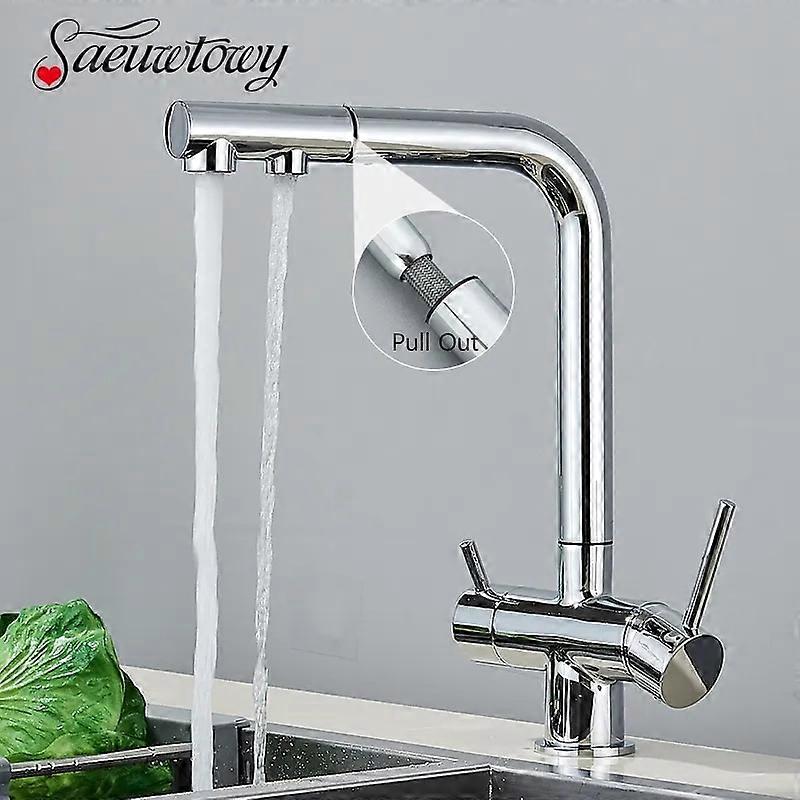 Pure Water Kitchen Faucet Pull Out Sprayer Head 360 Rotate Filtered ...