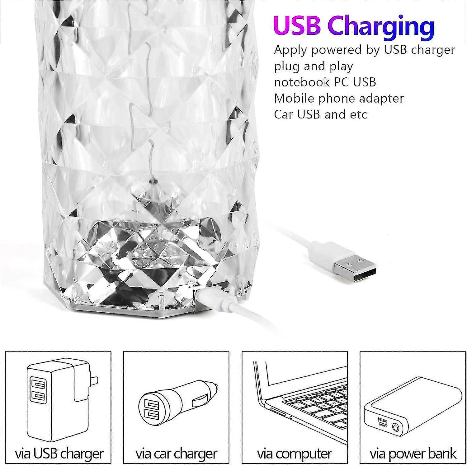 Crystal Table Lamp - Led Diamond Table Lamp With 16 Colors ...