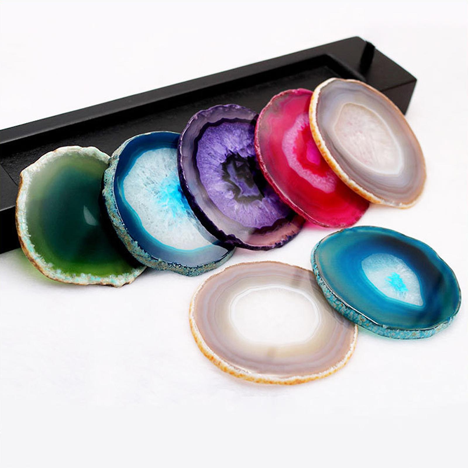 Natural Agate Coasters In Round Slice Shape For Home Decoration And ...
