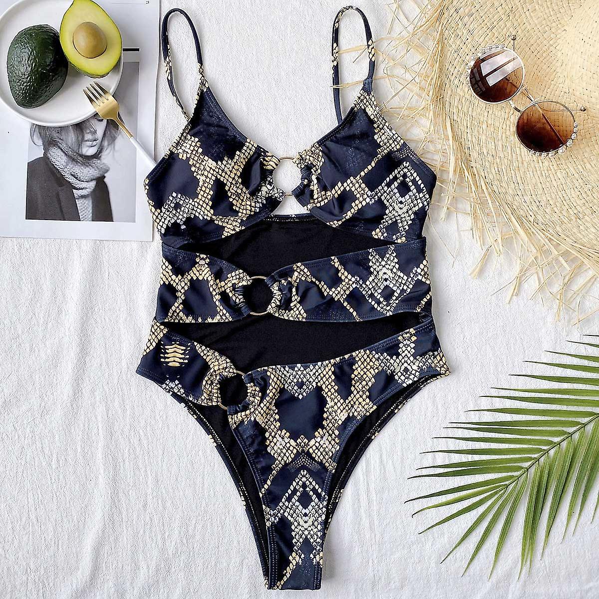 Women One Piece Swimsuit Hollow Out Swimwear Sexy Monokini Black ...