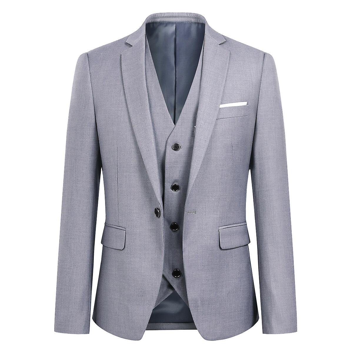 YOUTHUP Mens 3 Piece Business Slim Formal 1 Button Suit Set | Fruugo UK