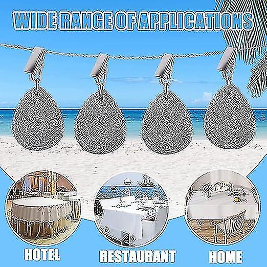 Pack Of 12 Tablecloth Weights Made Of Natural Stone, Tablecloth Holder Outdoor With Clip ...
