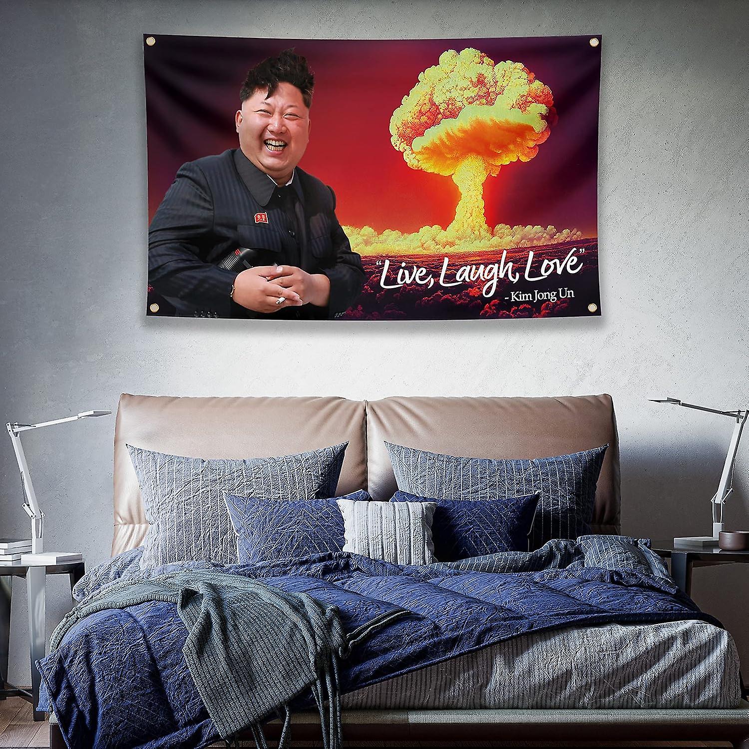 Kim Jong Un Live Laugh Love Flag Funny Meme Flag for Bedroom or College ...