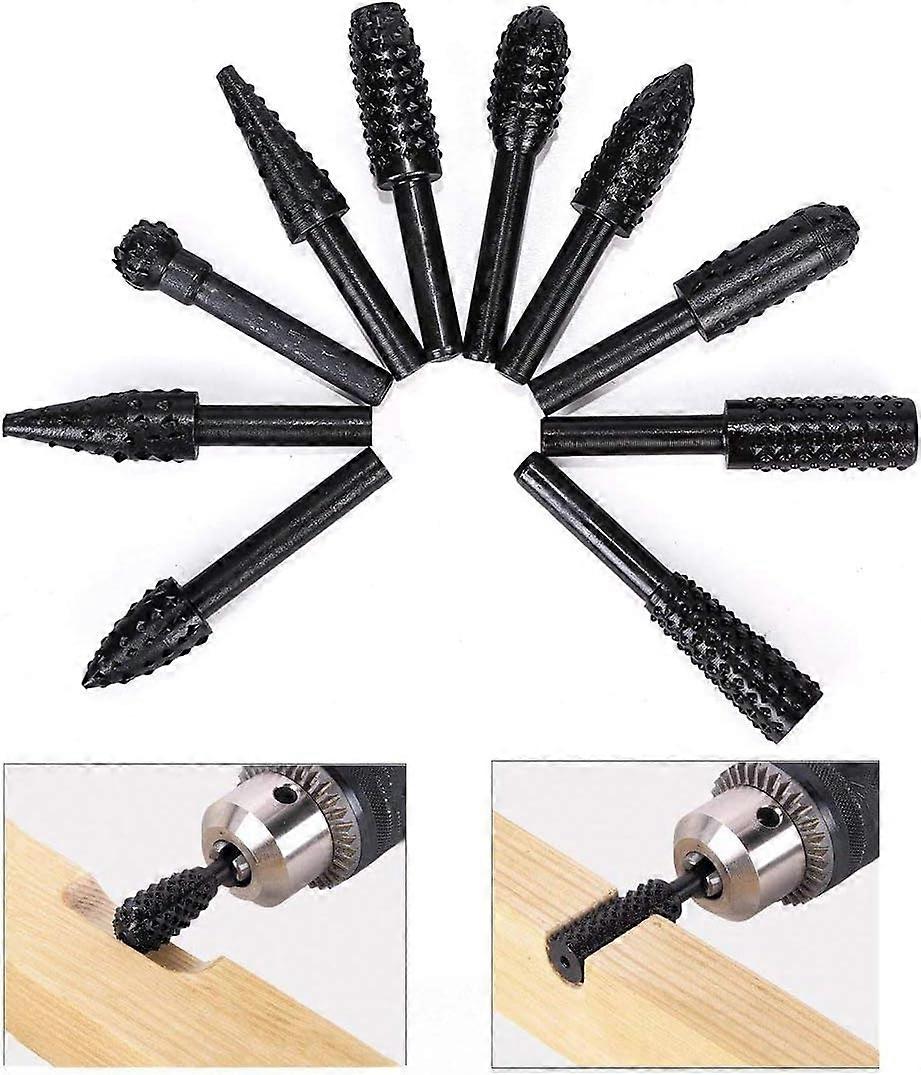 10 Wood Rasp Set Rasp Set Wood Shank Milling Kit Drill Bit Drill Tools ...