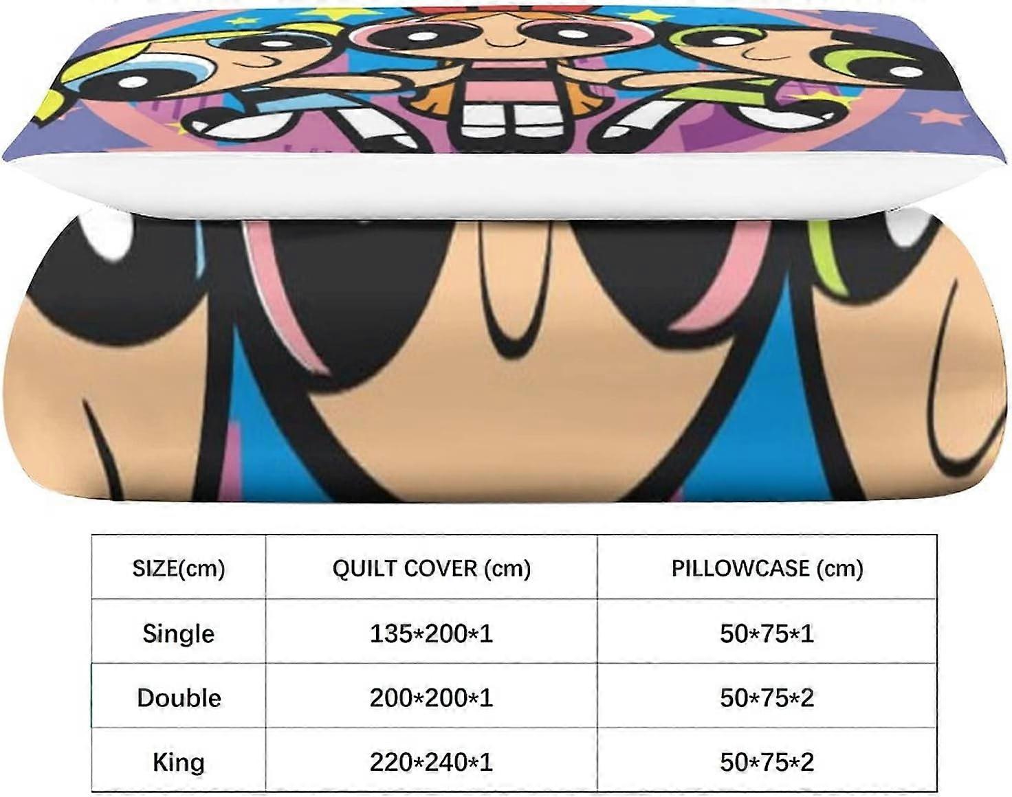 Powerpuff Girls Bedding Set 3D Duvet Cover, Printed 2 Pieces, Anime ...