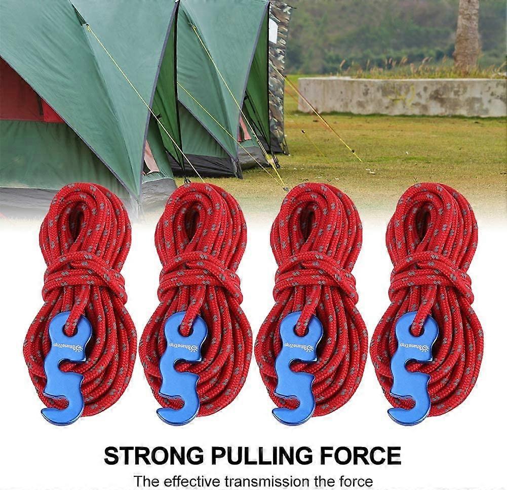 Yanmeer 3M X 4Pcs Reflective Tent Rope Adjuster Aluminum Cord Guy Line ...