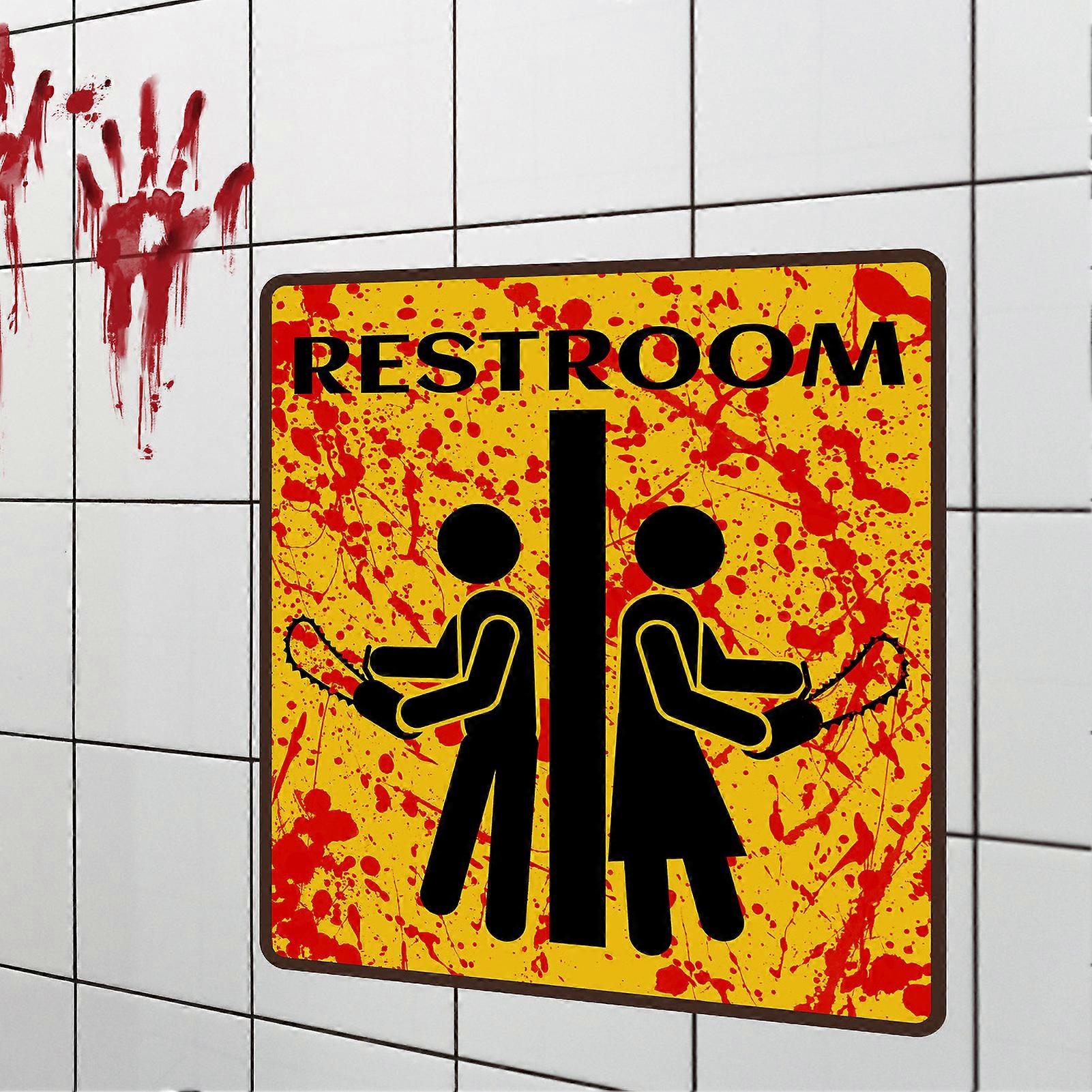 Halloween Creepy Restroom Sign Sticker Removable Waterproof PVC Self ...