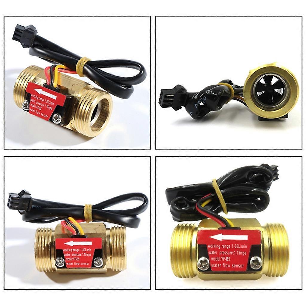 G3/4" Water Flow Sensor Brass Switch Hall Effect Liquid Flowmeter ...