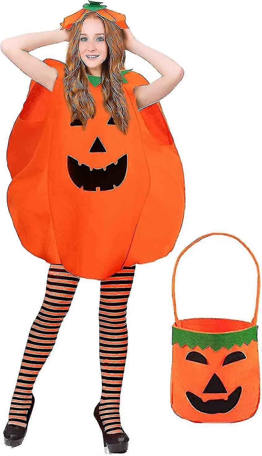 4 Pieces Halloween Pumpkin Costume For Adult,pumpkin Outfits Cosplay ...