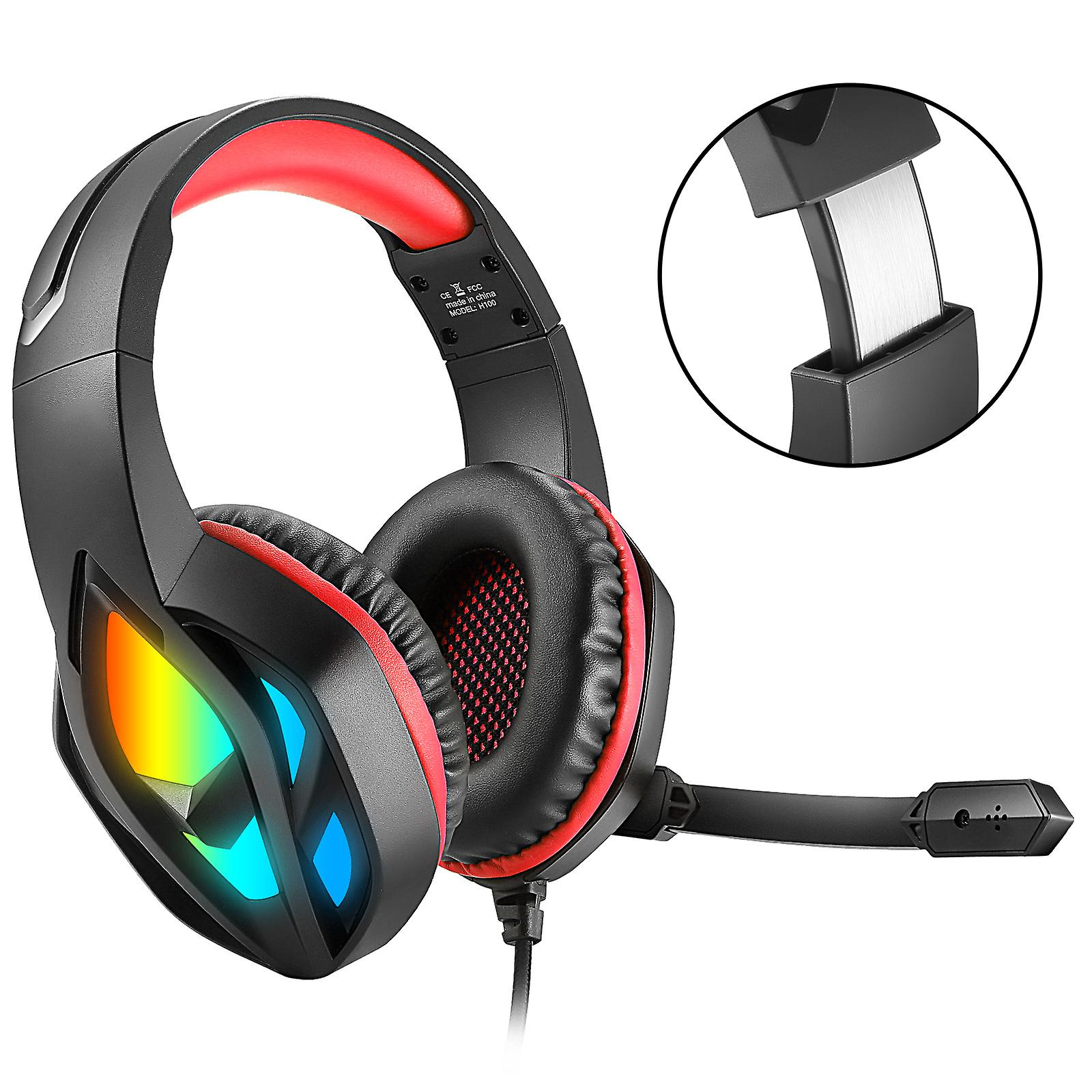 Gaming Headset Pc H100 With Microphone For Ps5 Xbox One Pc (red ...