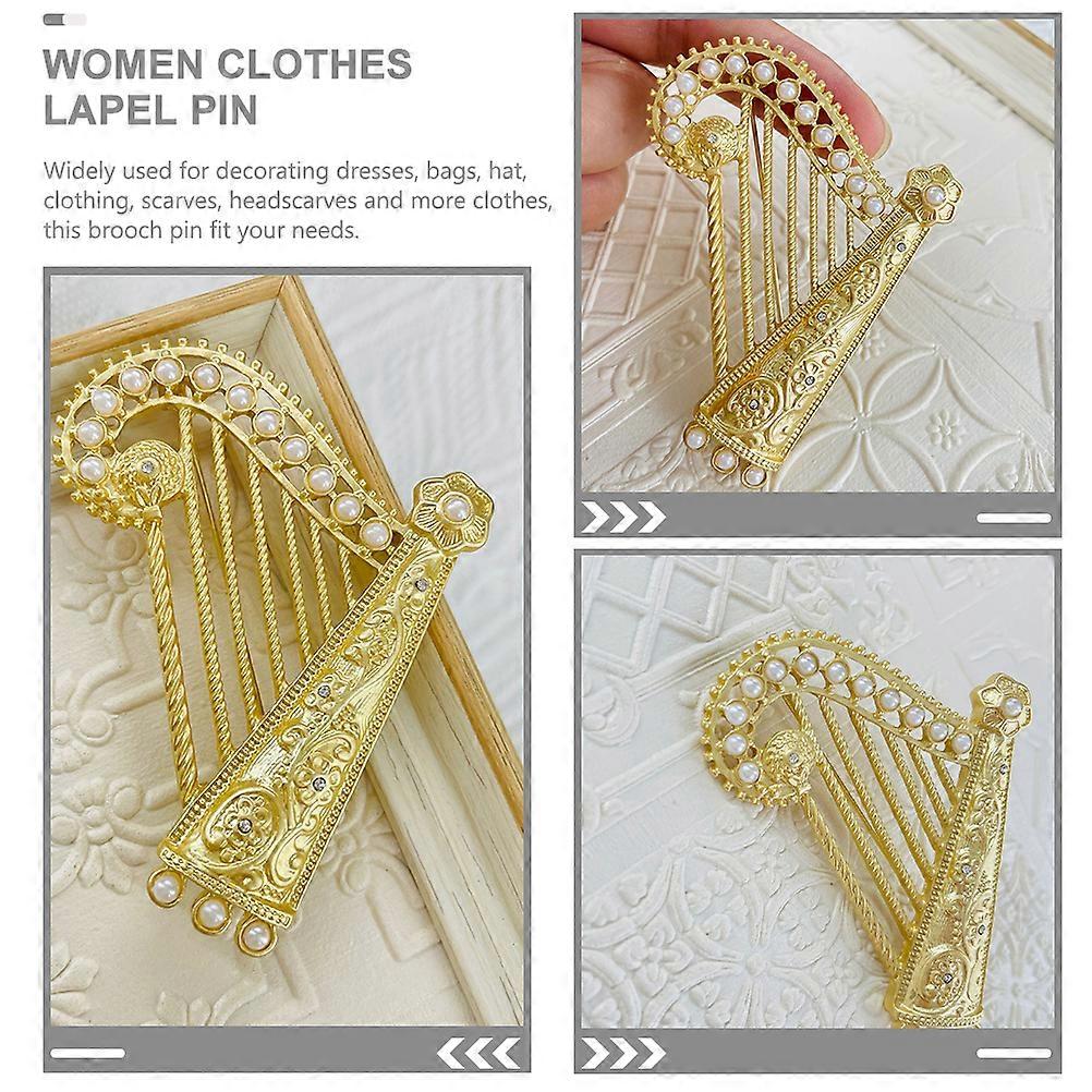 Harp Brooch Pin Creative Clothes Pin Metal Brooch Instrument Lapel Pin ...