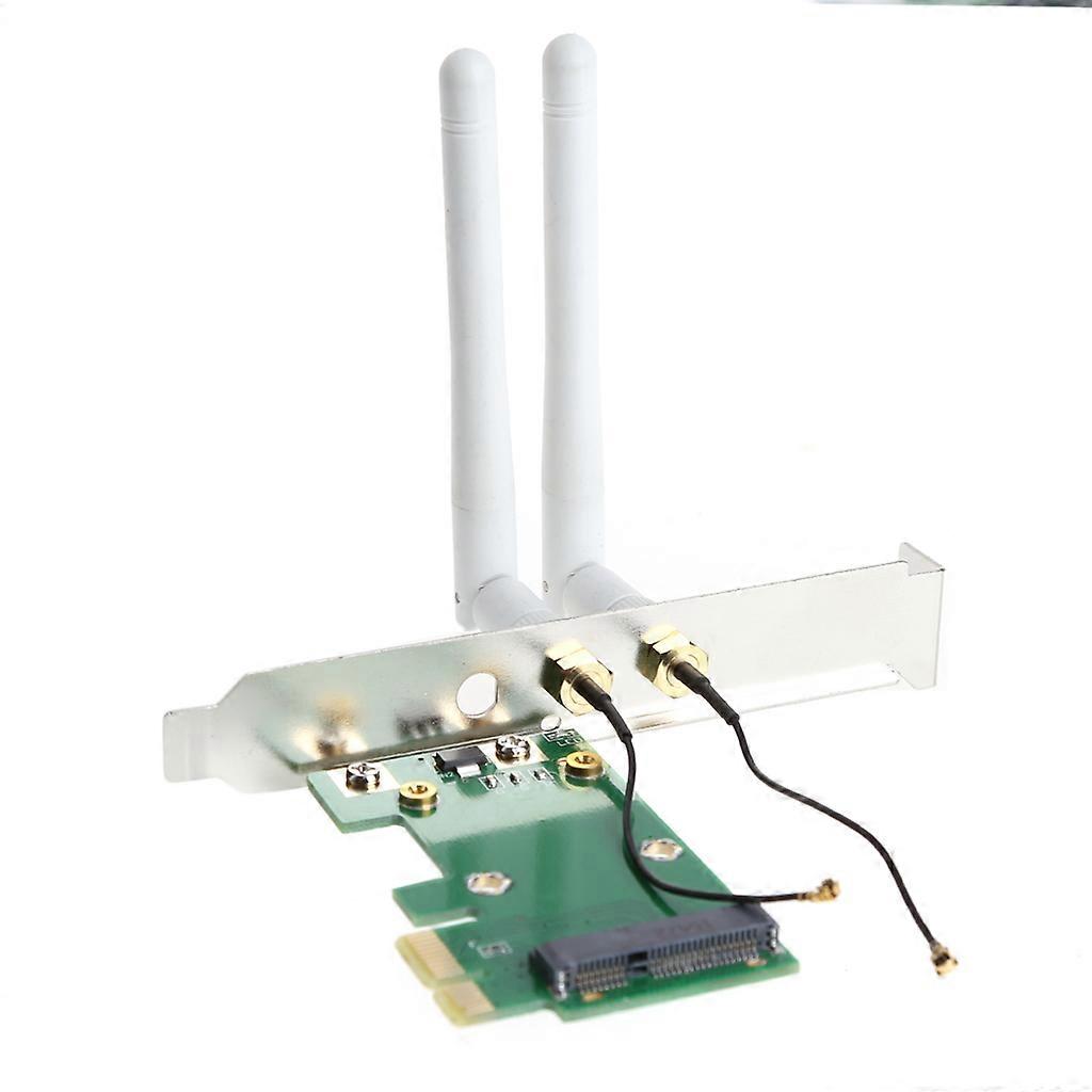 Wireless Wifi Network Card Mini PCI-E To PCI-E 1X Desktop Adapter + 2 Antennas | Fruugo UK