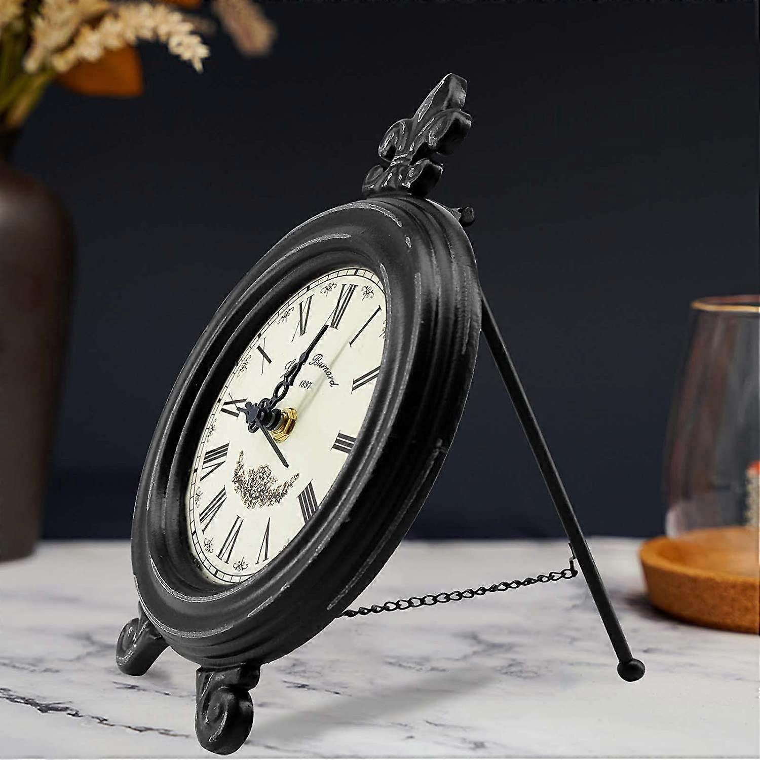 Rustic Mantle Clock for Table Decor,Vintage Wooden Small Desk Clock ...