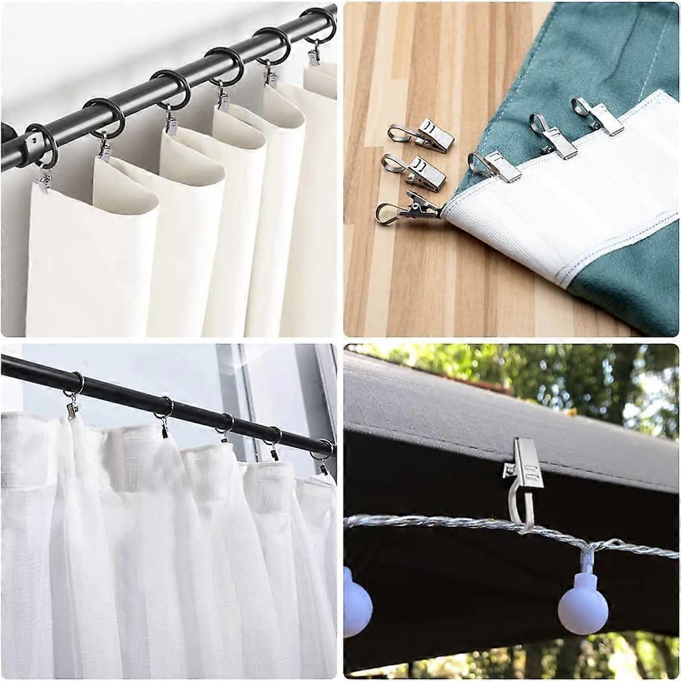 Stainless Steel Curtain Clips, 20pcs 35mm Curtain Rod Clips, Shower ...