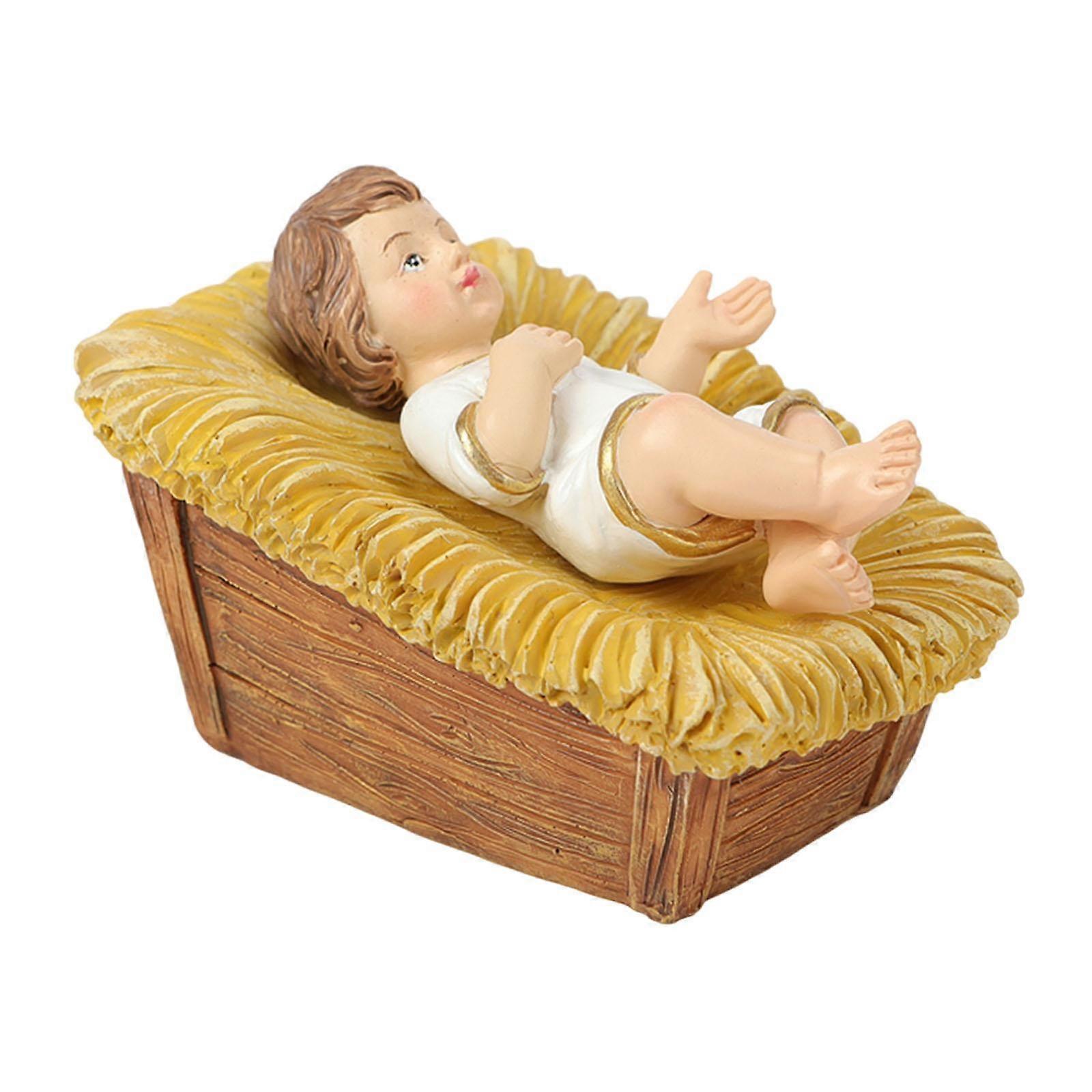 Baby Jesus in Manger Statue Resin Figurine Collectible Crafts Gift ...