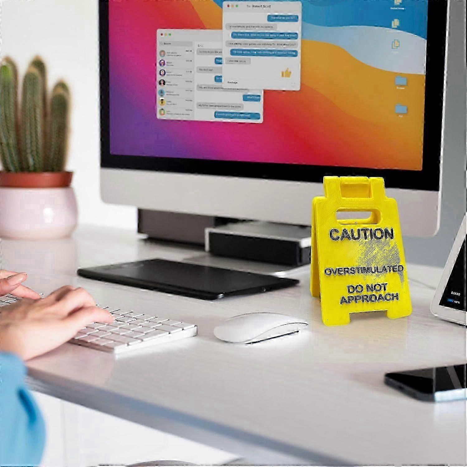 2025 Caution Overstimulated Desk Sign Do Not Approach Caution Sign Humor Gag Mini Warning ...