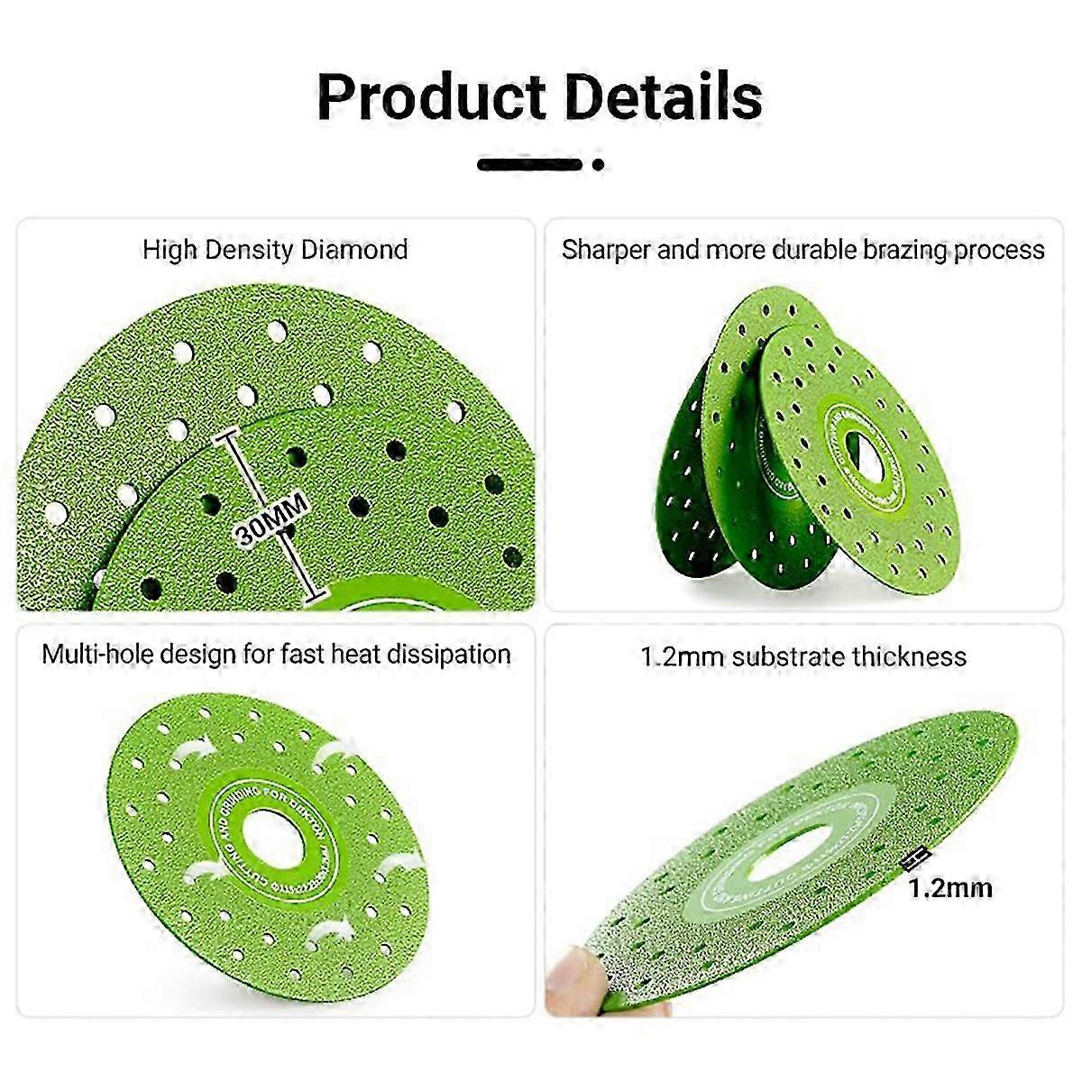 3PCS 115MM Vacuum Brazed Ultra-Thin Multi-Pore Flat Abrasive Sheet Disc ...