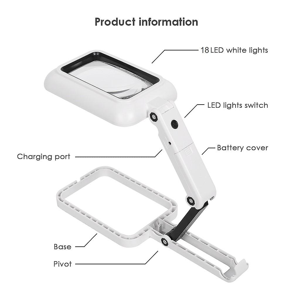 Magnifier lighted magnifying glass lens square magnifier foldable ...