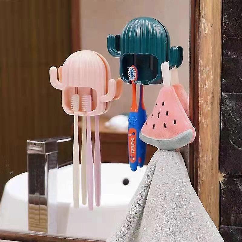 2pcs Cute Kids Toothbrush Holder, Wall Mounted Cactus Toothbrush Stand ...