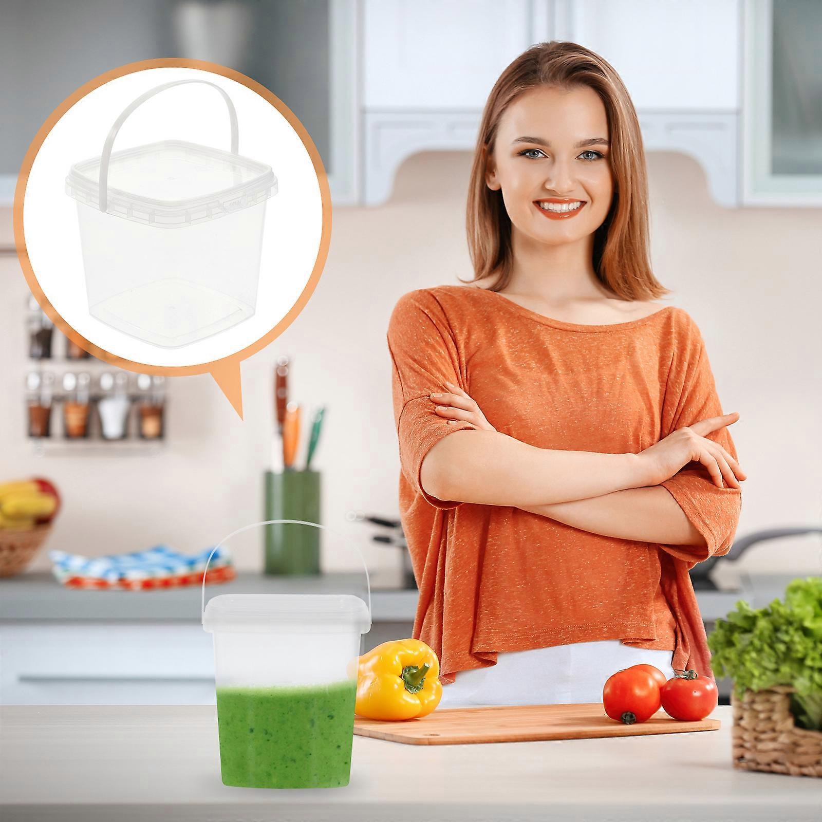 10pcs Square Clear Small Bucket with Lid Ice Cream Bucket Milk Tea ...