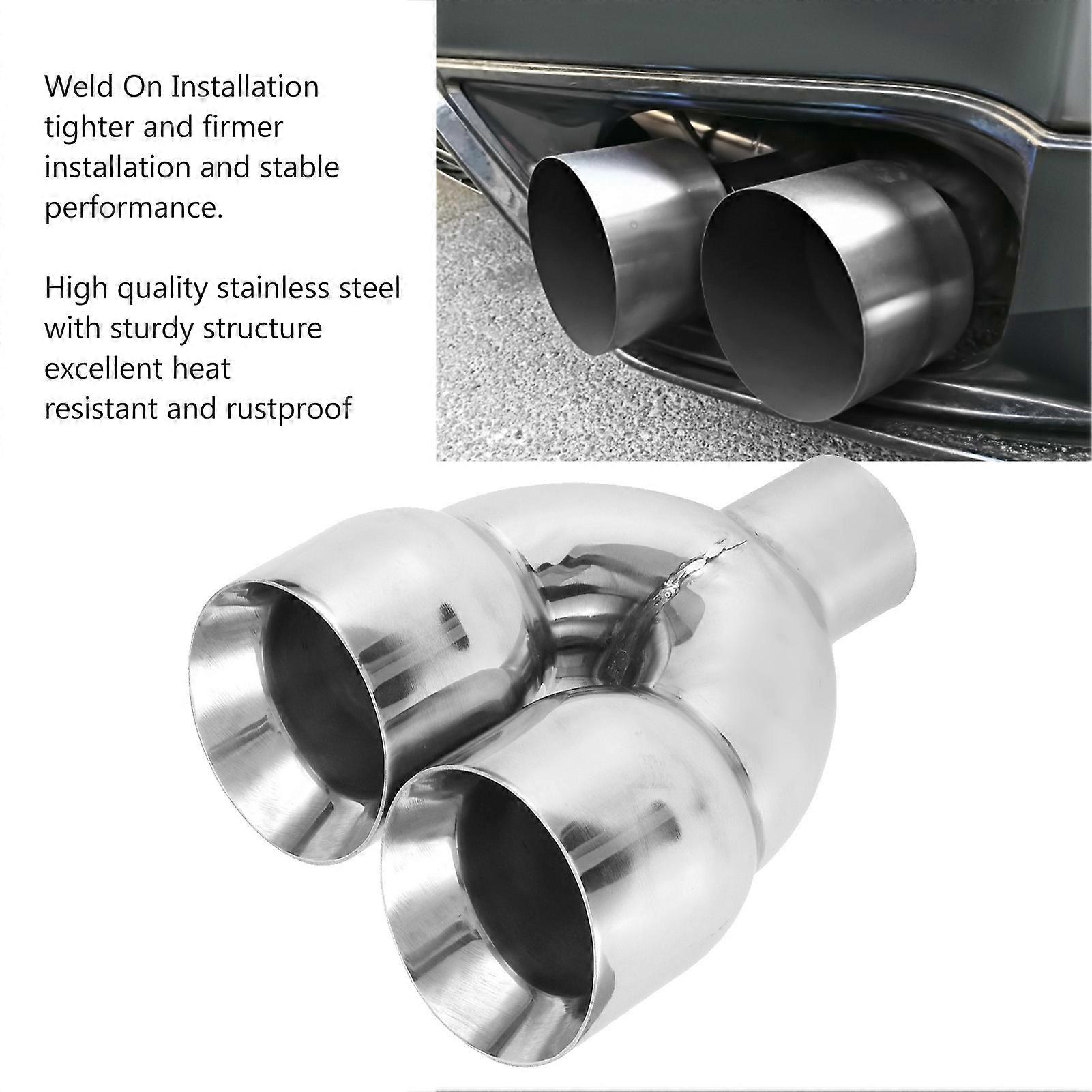 Dual Exhaust Tips 63mm/2.48in Inlet 101mm/4.0in Outlet Stainless Steel ...