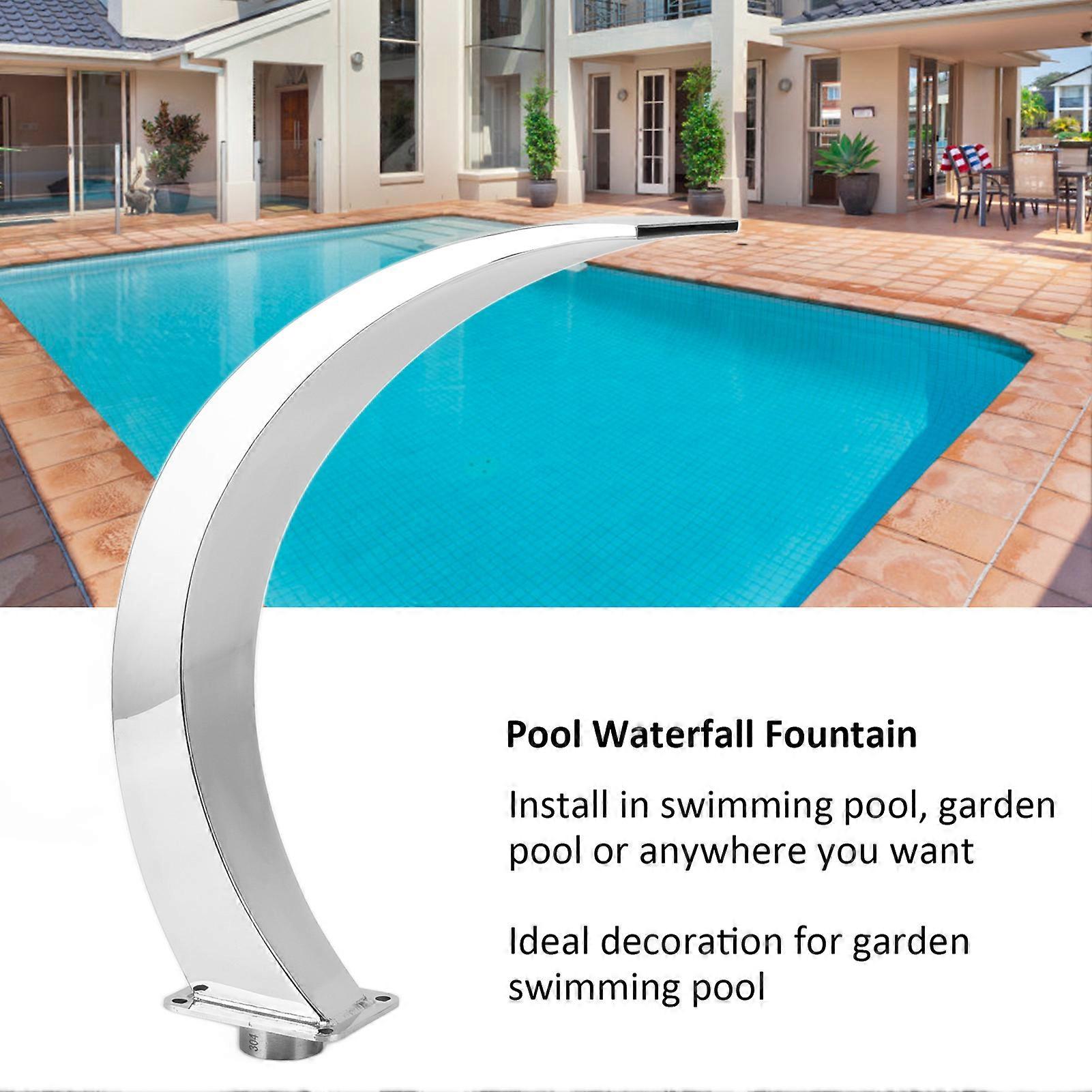 Stainless Steel Pool Waterfall Fountain with Rounded Curved Design - G1 ...