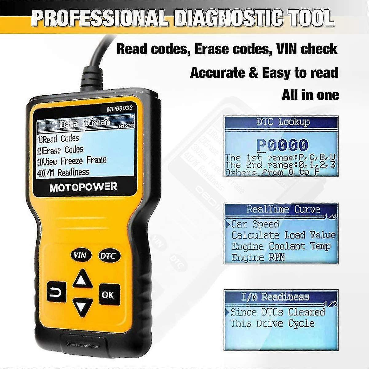 mp69033 bil OBD2 scanner kodelæser motor fejlkode læser scanner kan ...