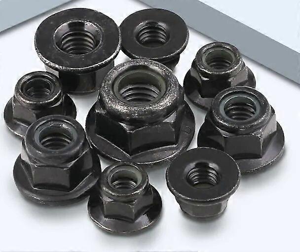 5-20pcs Flange Nylon Lock Nut M3 M4 M5 M6 M8 m10 m12 Black Carbon 304 A2-70 Stainless Steel Hex ...