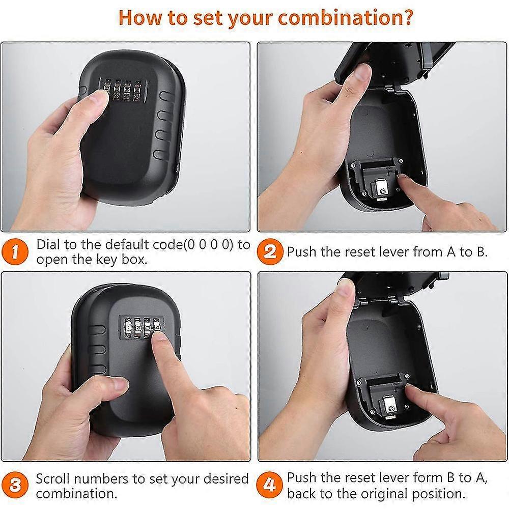 Key Lock Box Wall Mount 4 Digit Combination Weatherproof Key Storage ...