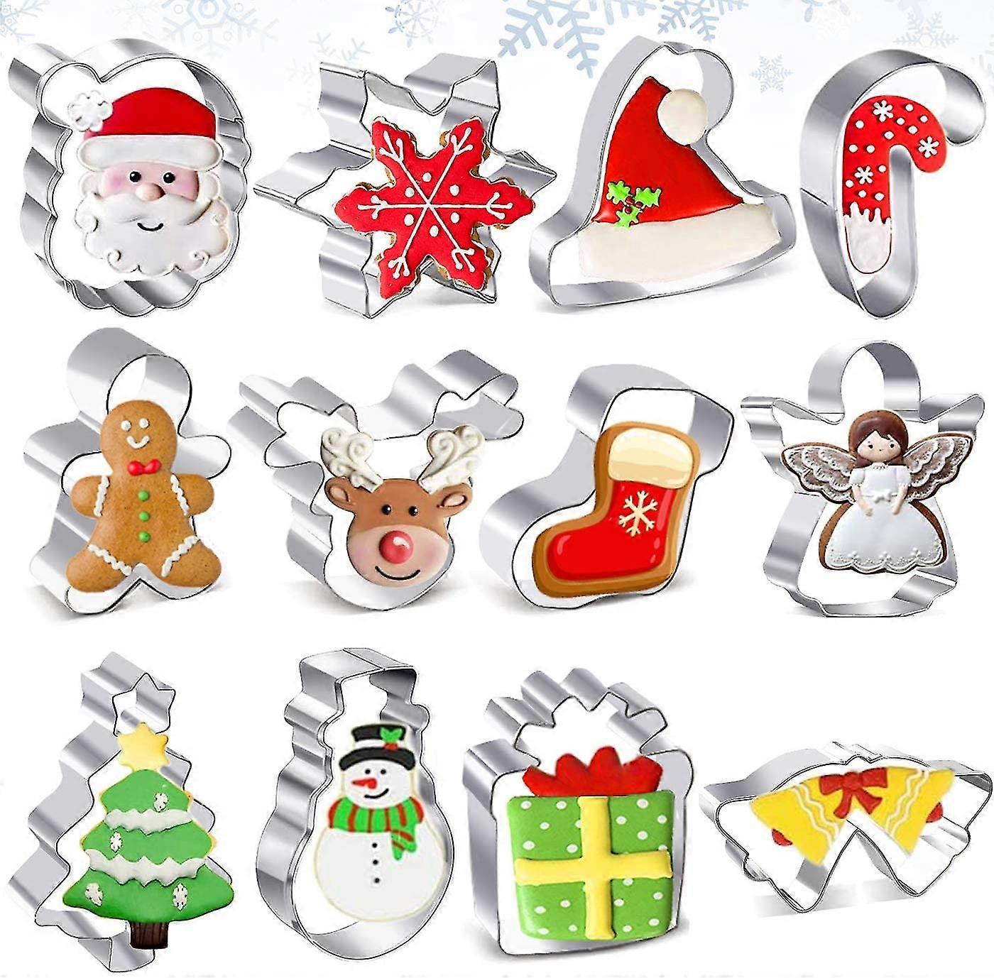 Christmas Cookie Cutter Shapes Set, 12 Pcs No-repeat Christmas Cookie ...