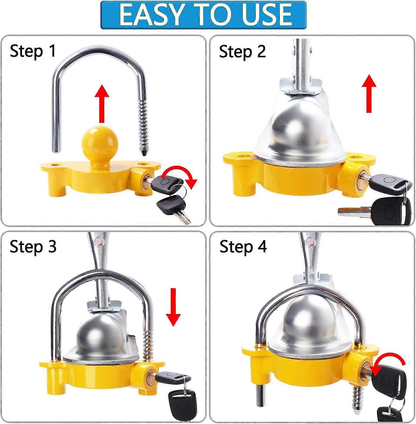 Trailer Ball Lock Hitch Coupler Adjustable Tow Lock Easy Installation ...