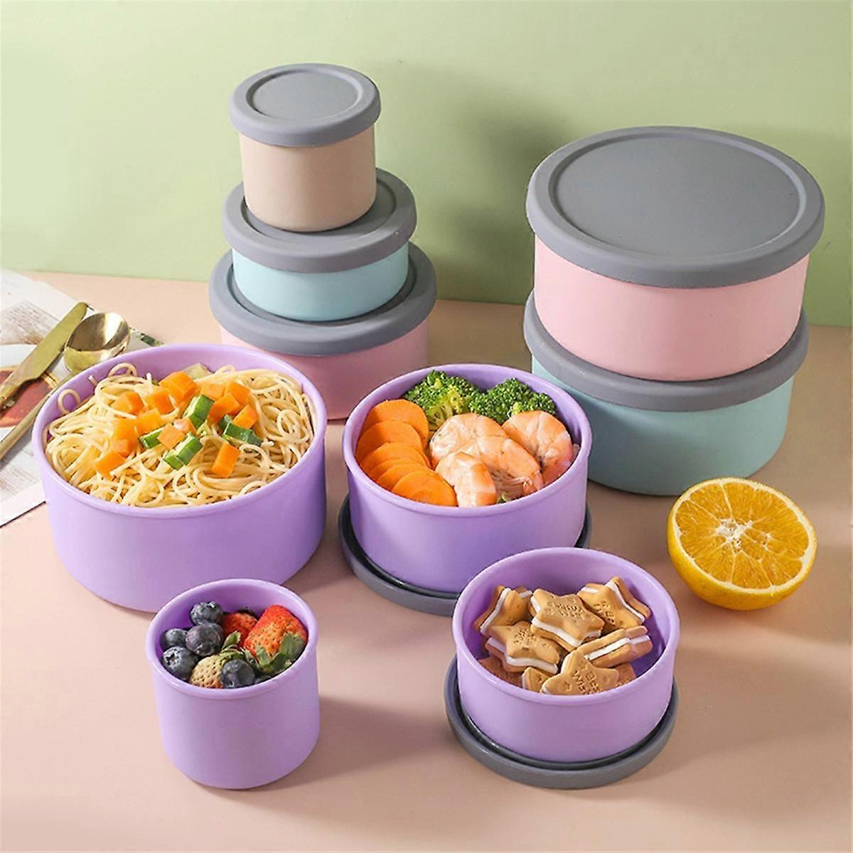 Silicone Food Storage Containers with Lids Leak Proof Space Saving ...