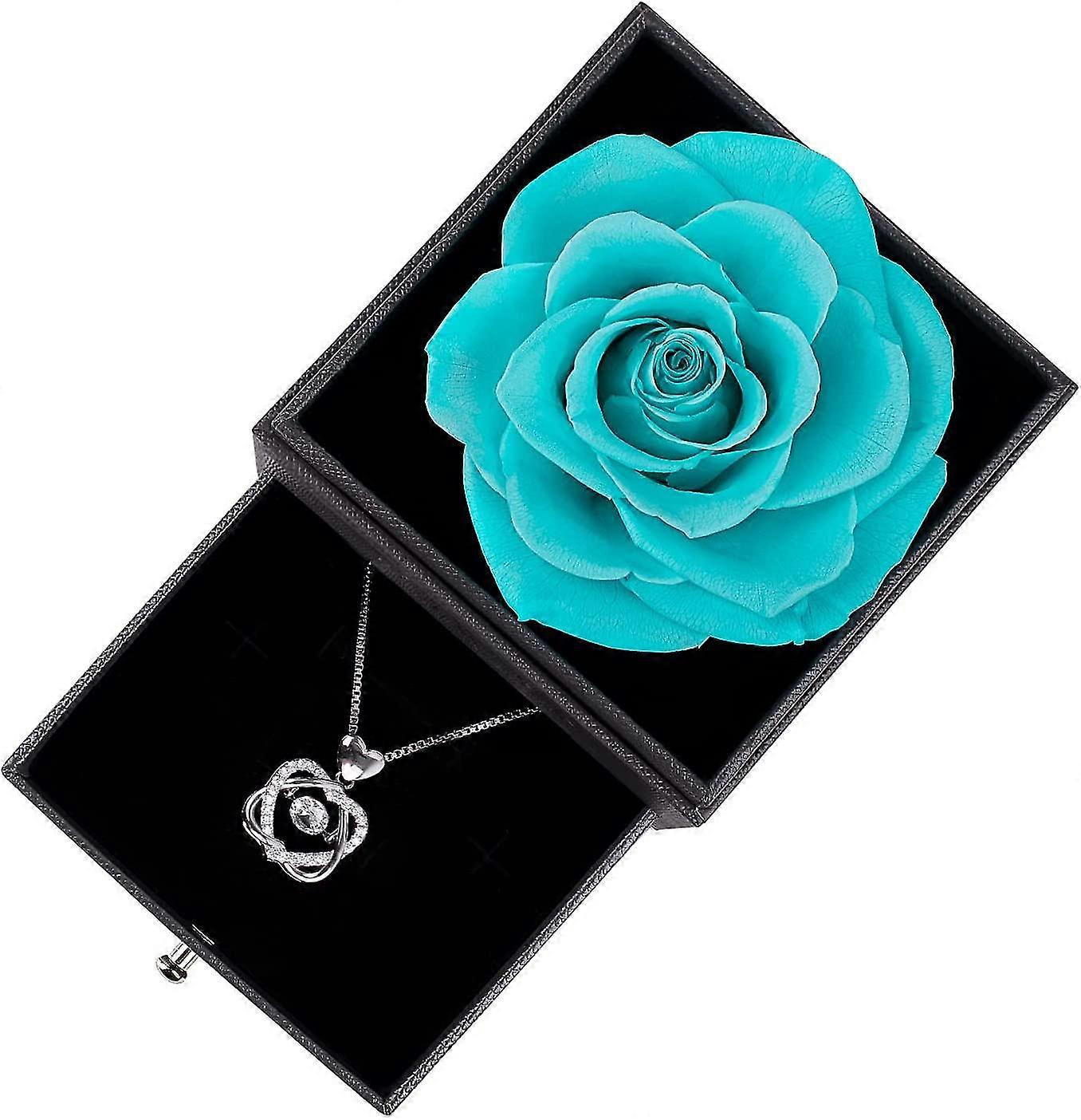 Preserved Flower Rose Red Gift Box With Necklace Best Gift For Mother's ...