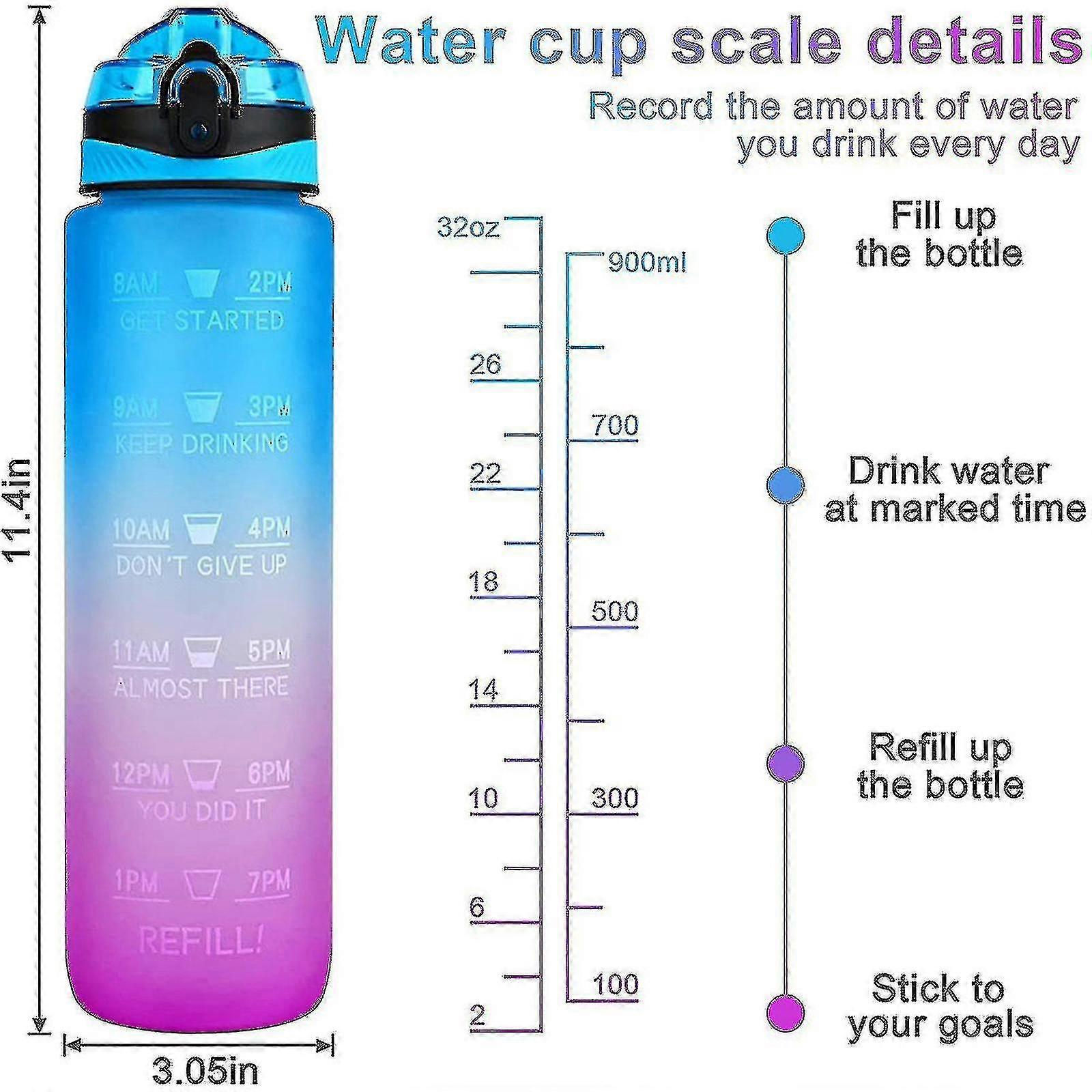 1000ml Free Motivational Sports Jug With Time Marker Outdoor Fitness Mug Gradient Color Mug ...