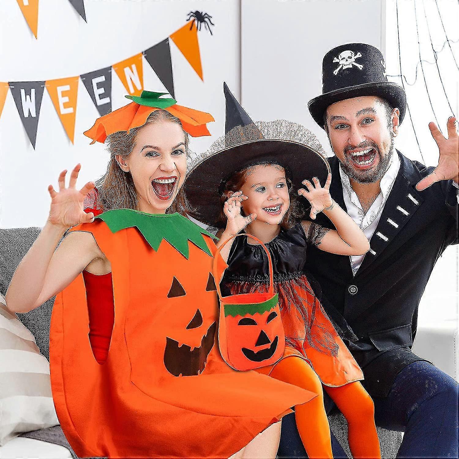 4 Pieces Halloween Pumpkin Costume For Adult,pumpkin Outfits Cosplay With Pumpkins Hat, Pumpkin ...