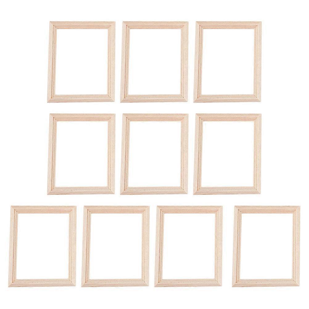 10pcs Wooden Miniature Photo Frame Mini House Decor DIY Wall Art ...