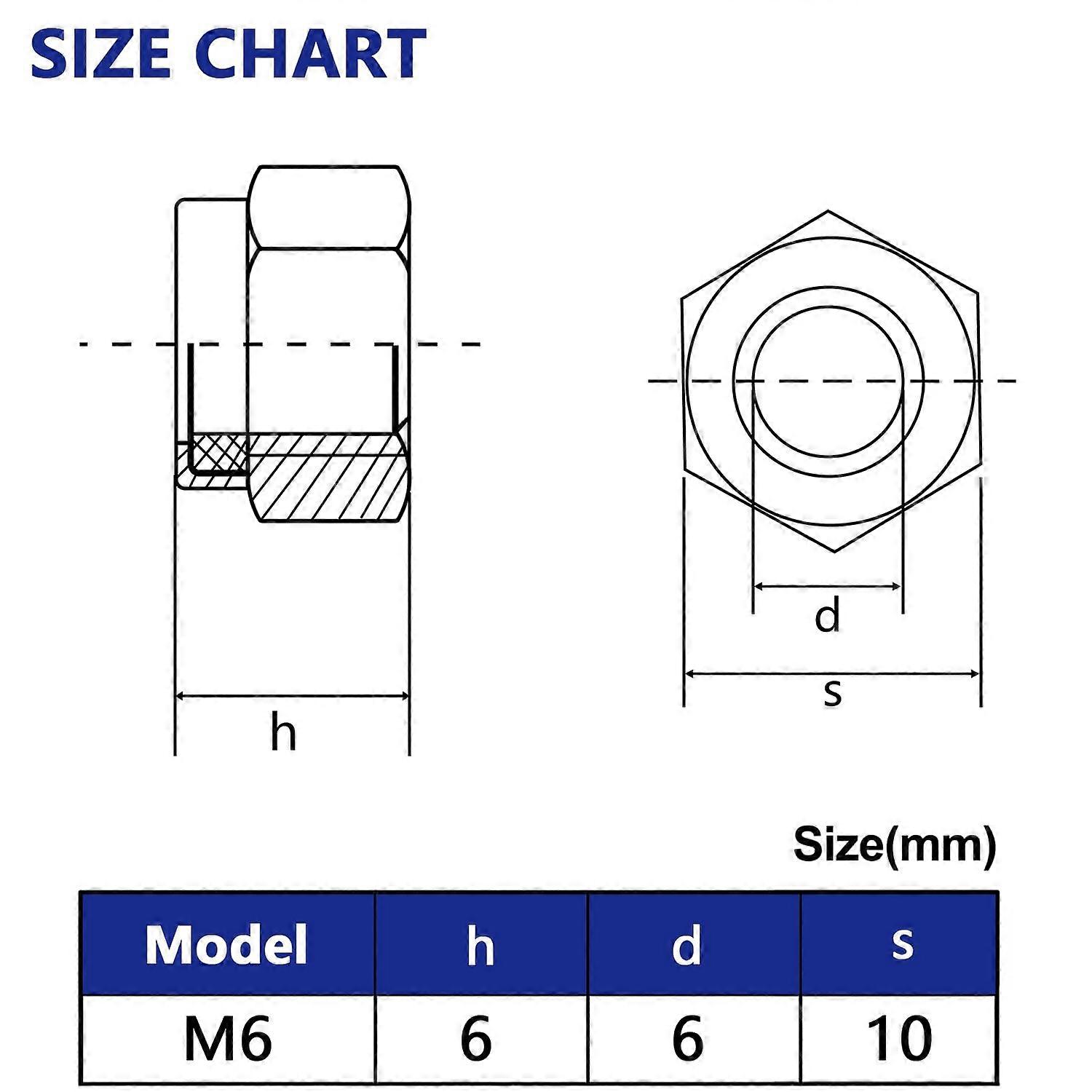 100 Pieces M6 Stainless Steel Lock Nut Hex Nut Lock Nuts Hex Nuts for ...