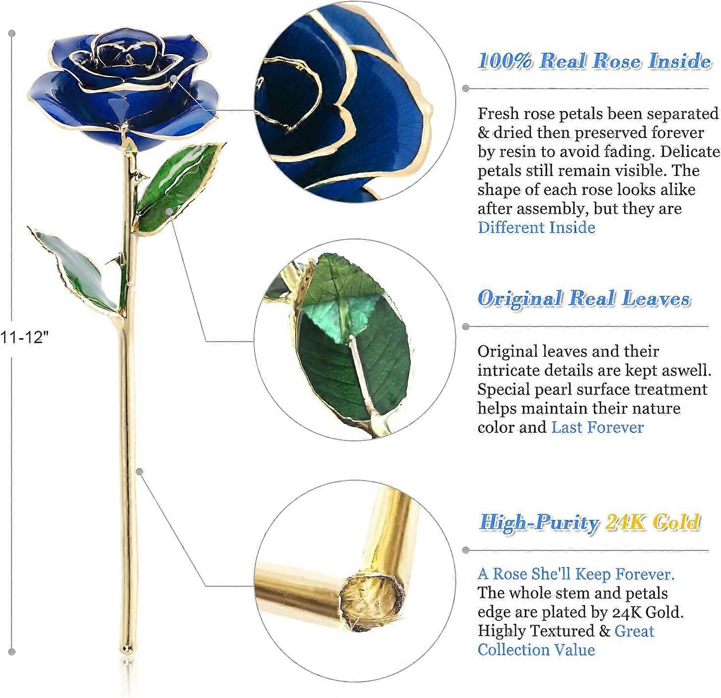 24k Gold Rose Flower with Long Stem Real Fresh Rose Dipped in Gold ...