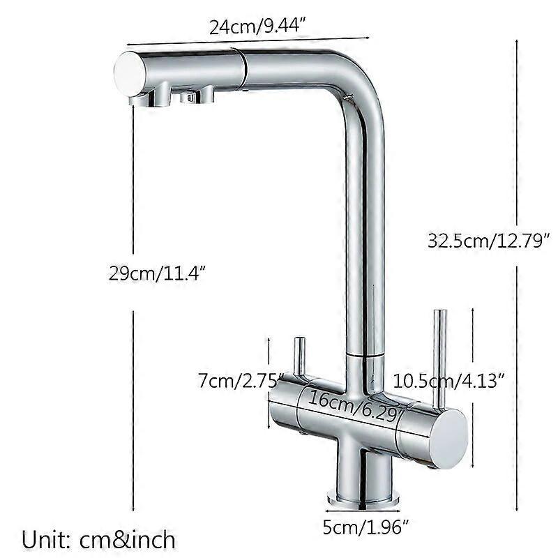 Pure Water Kitchen Faucet Pull Out Sprayer Head 360 Rotate Filtered ...