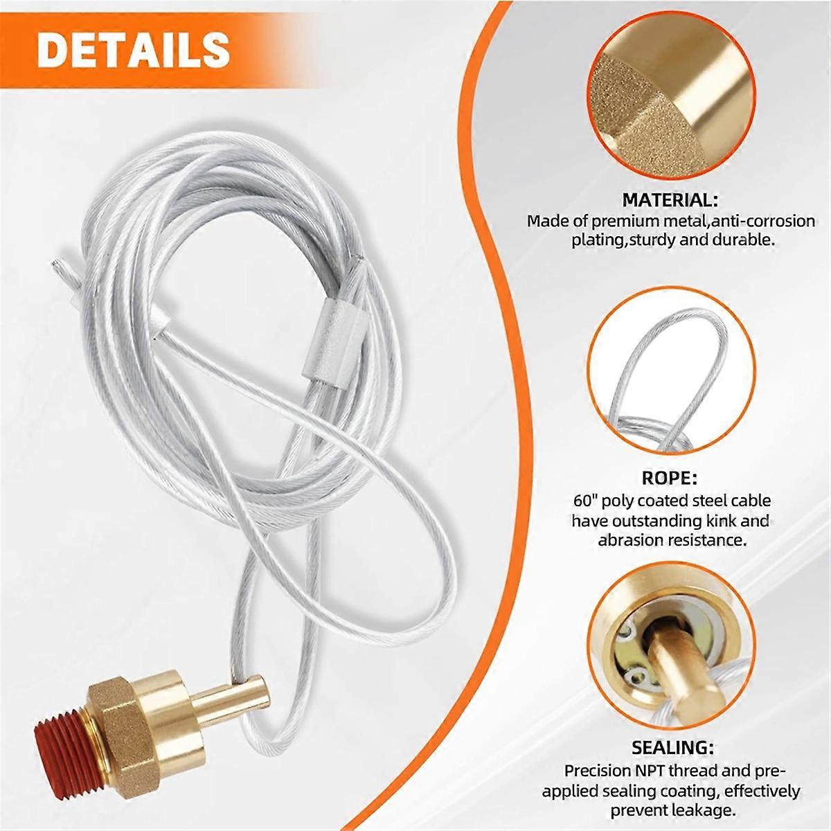 5PCS Air Tank Drain Valve Plug Connector with 60inch Cable, Air ...