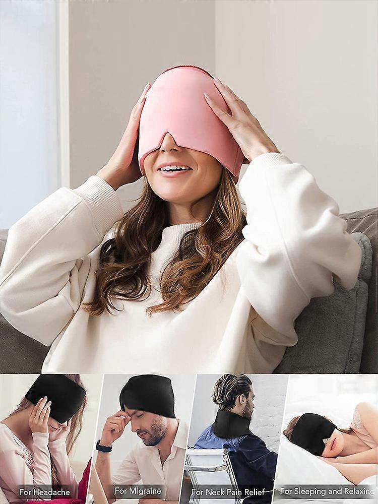 Headache Migraine Ice Pack Hat with Gel Eye Mask, Pink | Fruugo UK
