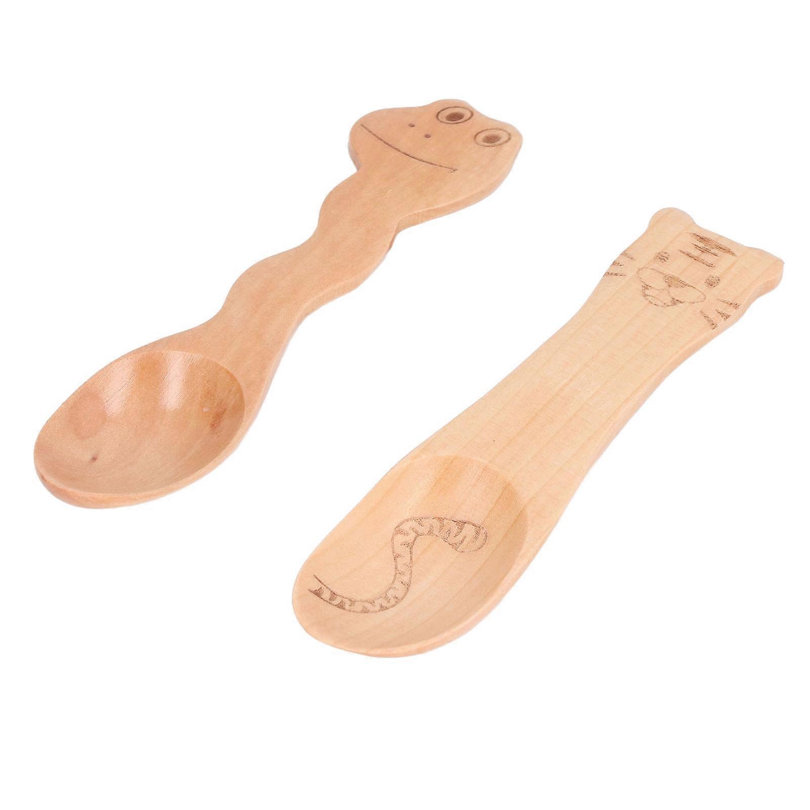 2pcs Soup Spoon, Tiger Snake Shaped, Beech Wood for Kids | Fruugo UK
