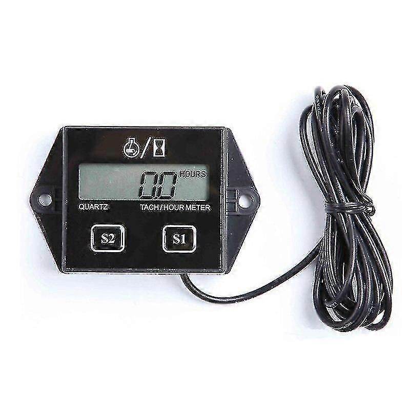 Waterproof Digital Engine Tach Hour Meter Tachometer Rpm Gauge Inductive Compatible With ...