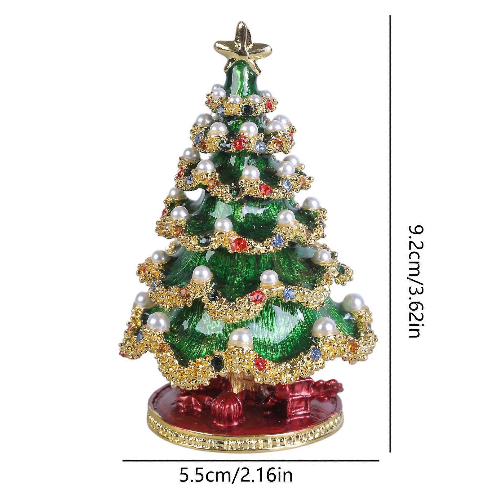 Hand Painted Christmas Tree Trinket Organizer Metal Enamel Necklace ...
