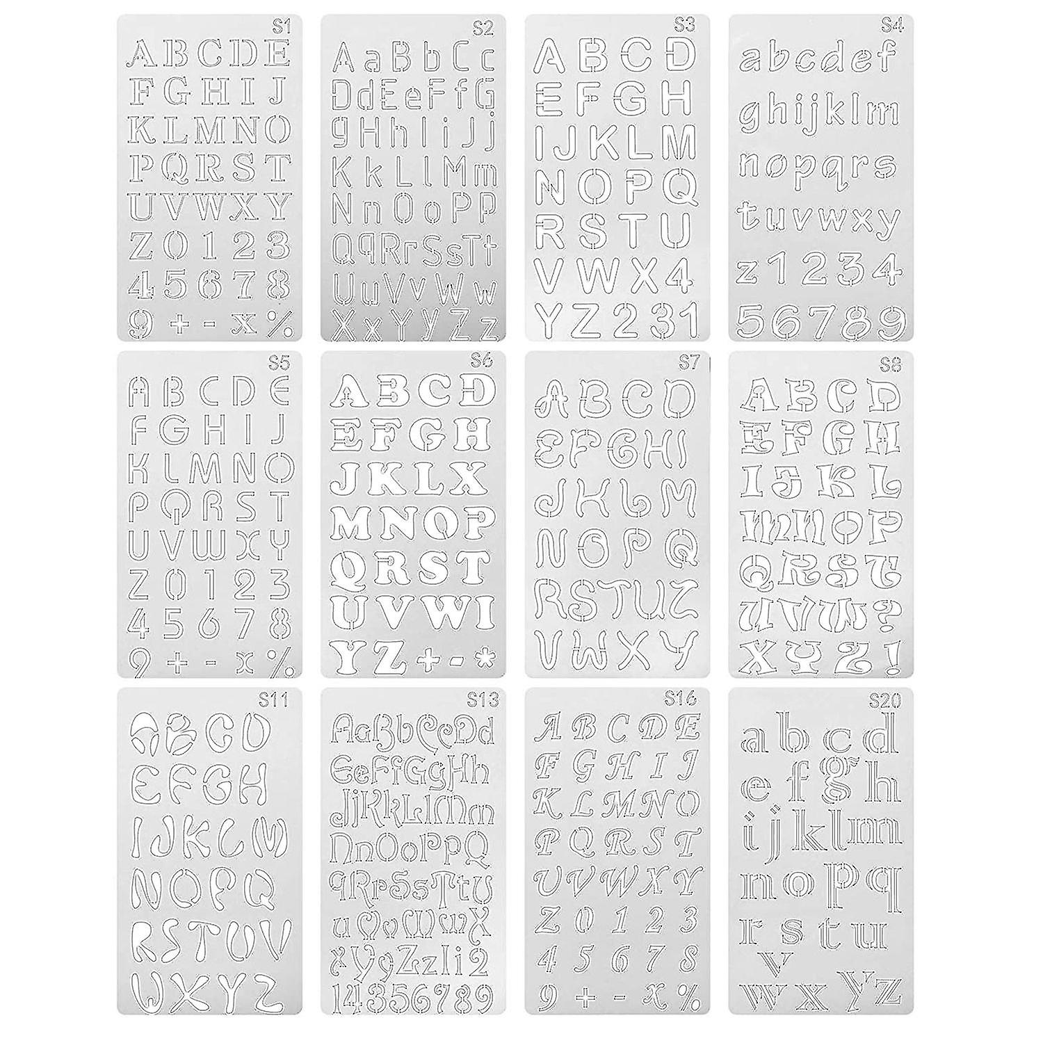 12 Pcs Alphabet Stencils Reusable Letter Painting Stencils Plastic Diy ...