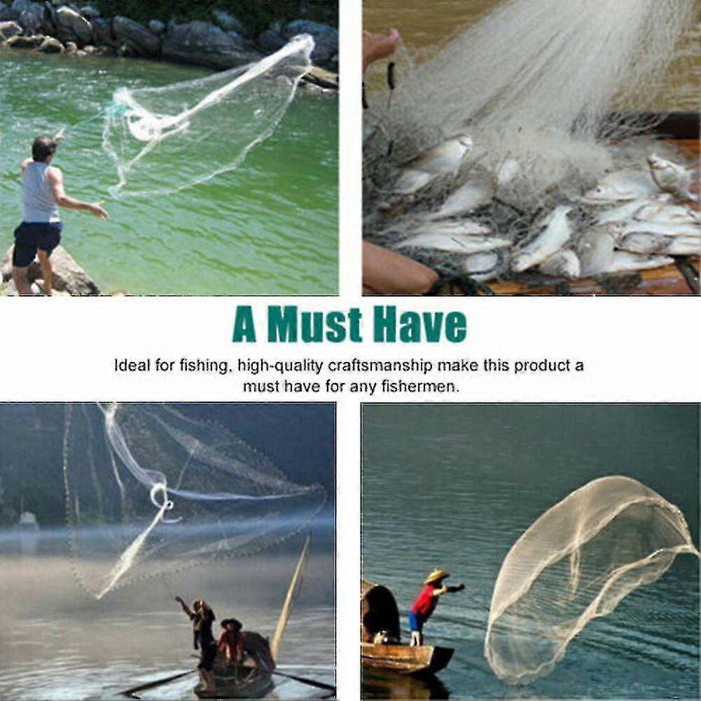 Hand Throw Fishing Net Portable Cast Net with Aluminum Rings Heavy Duty ...
