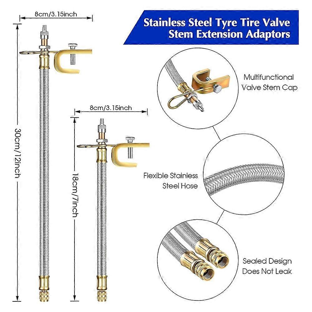 10 Pieces Stainless Steel Valve Stem Extension, 4 Pieces Dual Tire ...